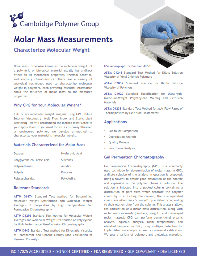 Cambridge Polymer Group :: Molecular Weight Determination